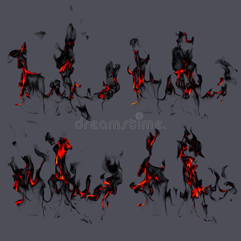 Fire and Smoke Isolated on Gray Background Stock Photo - Image of ...