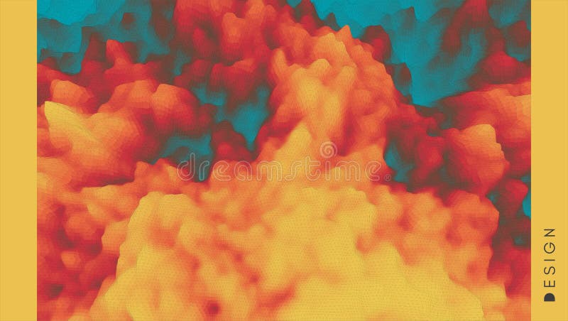 Fire and Smoke. Mosaic. 3d Perspective Grid Background Texture Stock ...