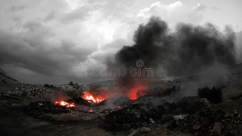Burning Garbage in the Gutter. Stock Footage - Video of burning ...
