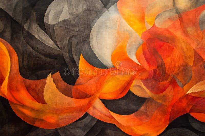 Fire and Smoke Patterns, Twisting Together in Rich Shades of Orange ...
