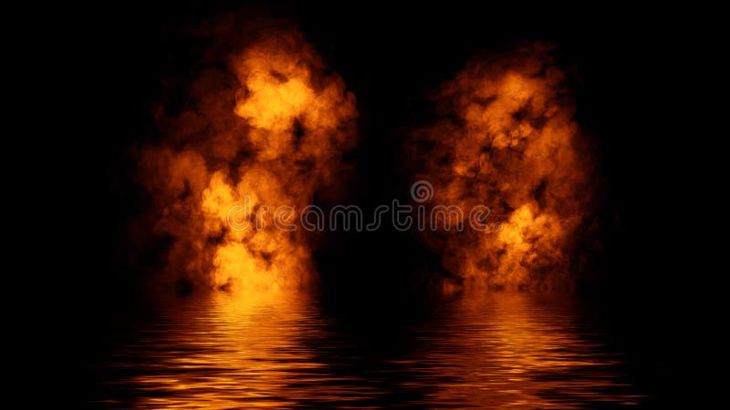 Fire Smoke with Reflection in Water. Texture Overlays Background Stock ...