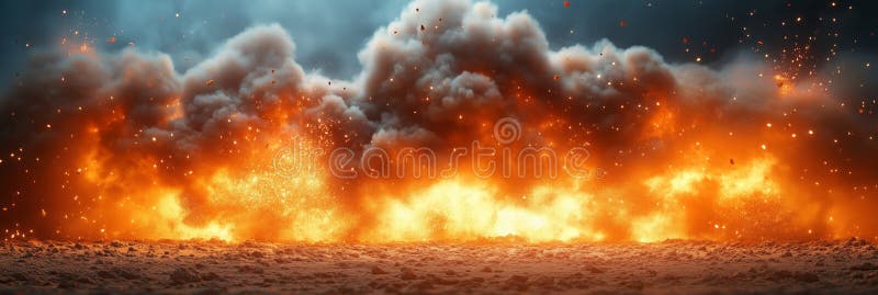 Fire and Smoke Rising from Wildfire Burning Dry Ground. Generated by AI ...
