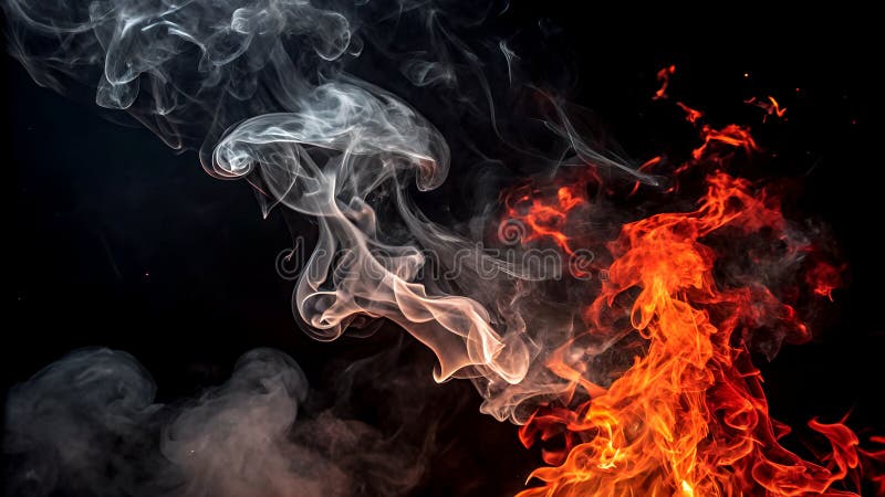 Fire and Smoke Swirling Against a Dark Background Stock Illustration ...