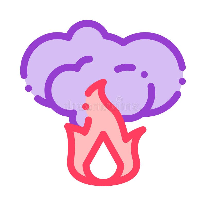 Fire with Smoke Wildfire Vector Thin Line Icon Stock Vector ...