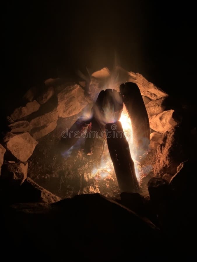 Fire stock image. Image of fire, smokey, midnight, campfire - 191575451