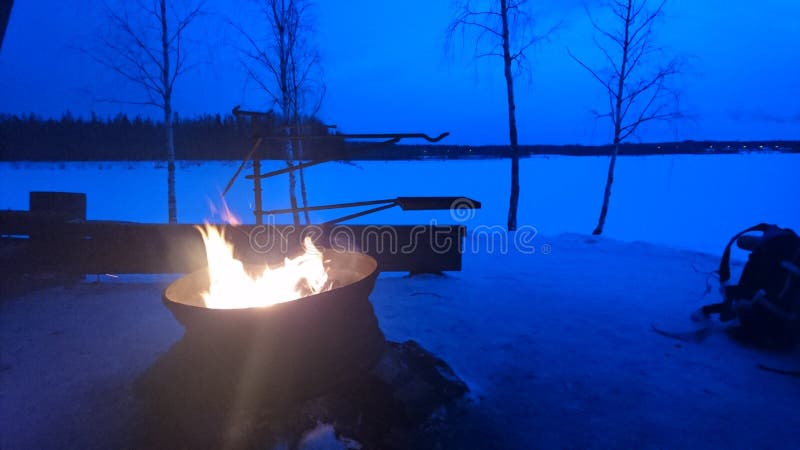 Fire with snow stock photo. Image of amazing, contrast - 90863652