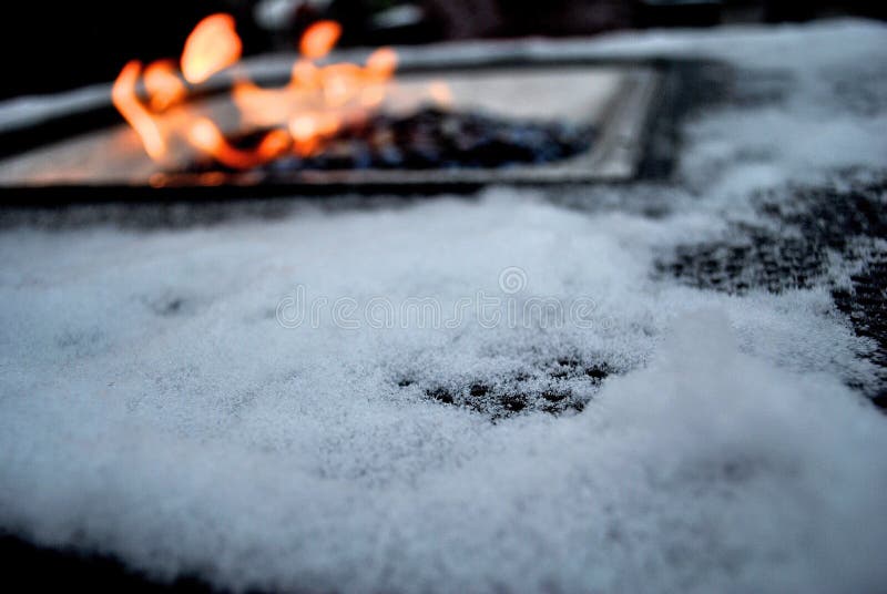 Fire and Snow stock image. Image of snow, nature, fireplace - 53302467