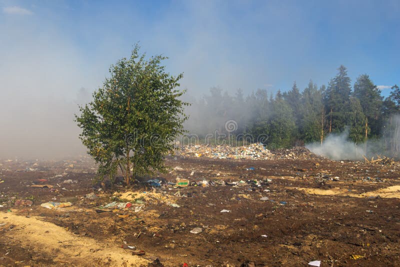 During the Fire at the Solid Waste Landfill. Stock Image - Image of ...