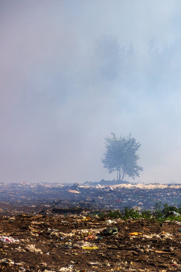 During the Fire at the Solid Waste Landfill. Stock Image - Image of ...