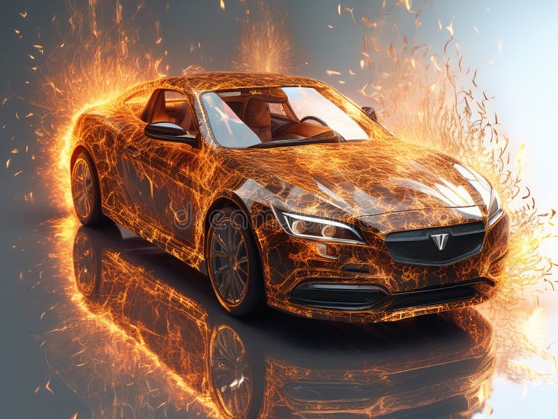 Fire and Spark on the Car stock illustration. Illustration of speed ...