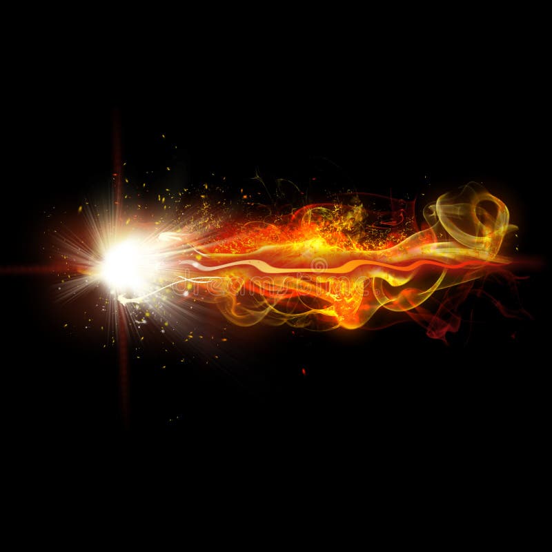 Fire Spark and Flames with Realistic Bright Flash and Glowing Flow of ...
