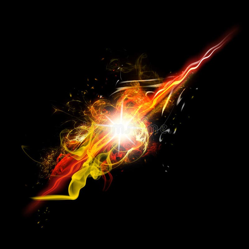 Fire Spark and Flames with Realistic Bright Flash and Glowing Flow of ...