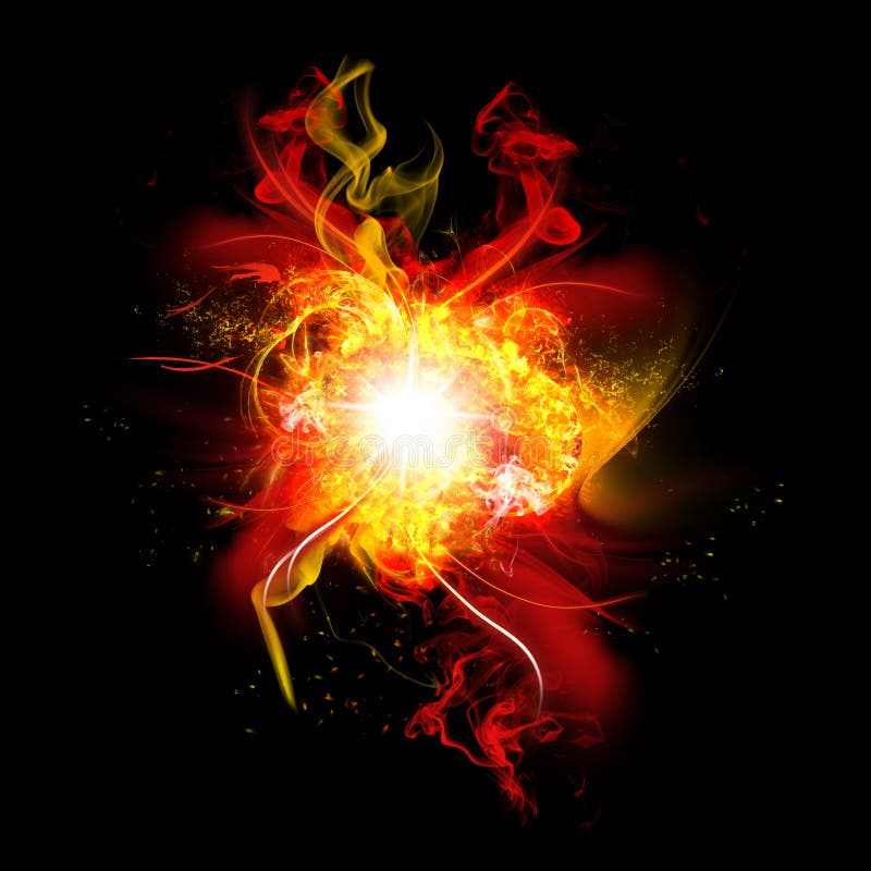 Fire Spark and Flames with Realistic Bright Flash and Glowing Flow of ...
