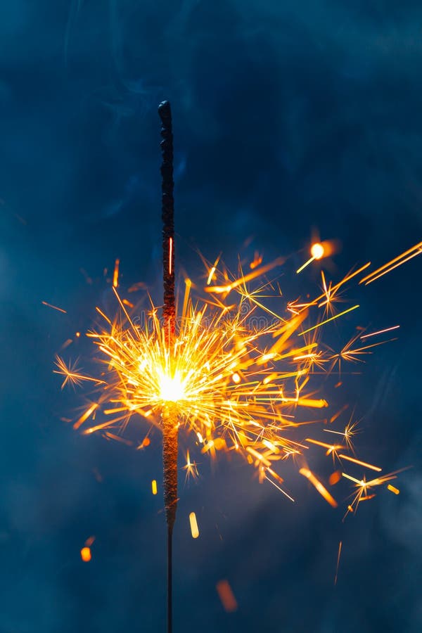 Fire Sparkler in Dense Smoke, Abstract Christmas Firework Background ...