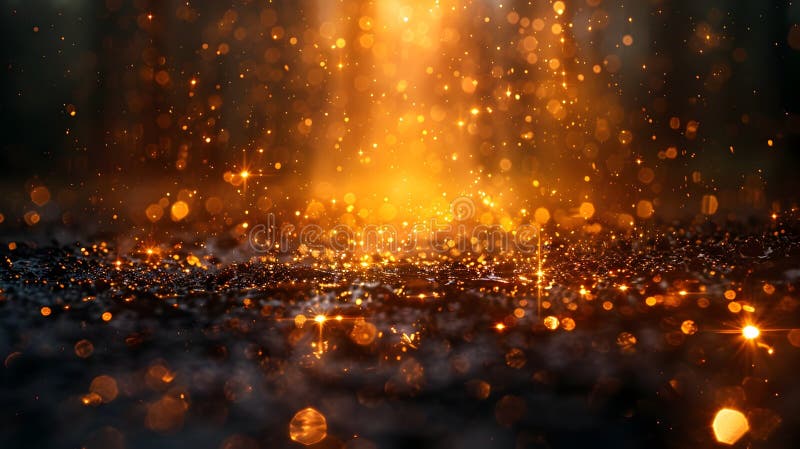 Fire Sparkles on Black Background with Black Lights, To Provide a ...