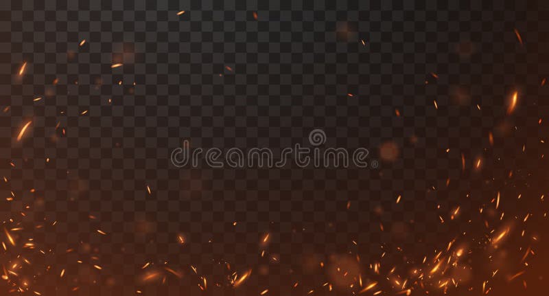 Fire Sparks Isolated on Light Transparent Background. Burning Particles ...