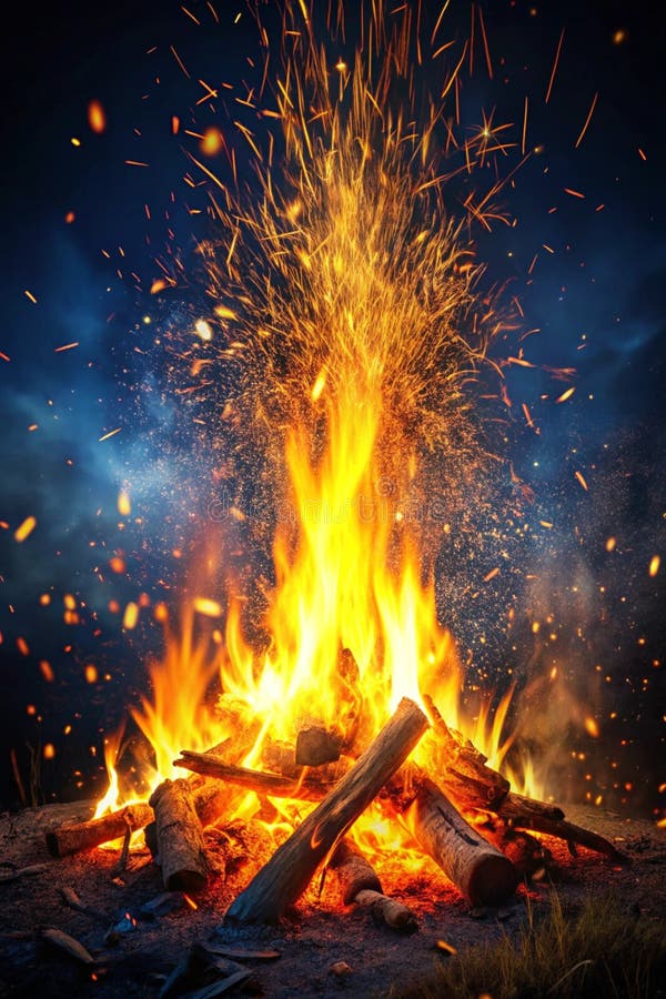 Fire Sparks and Embers Rising on Black Background Stock Illustration ...