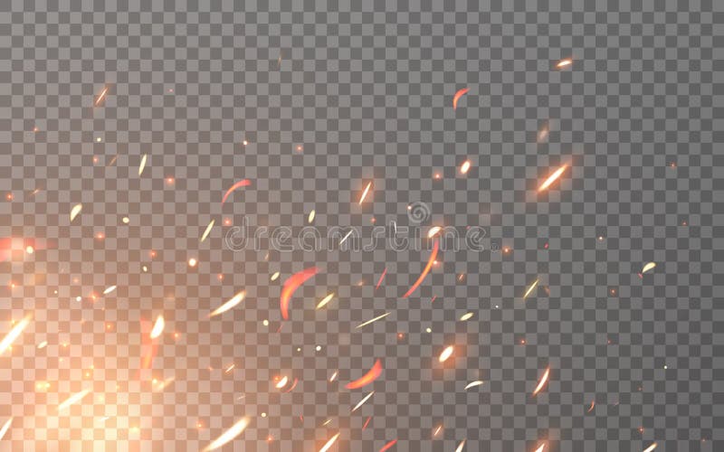 Fire Sparks. Flying Particles on Transparent Backdrop. Realistic Flame ...