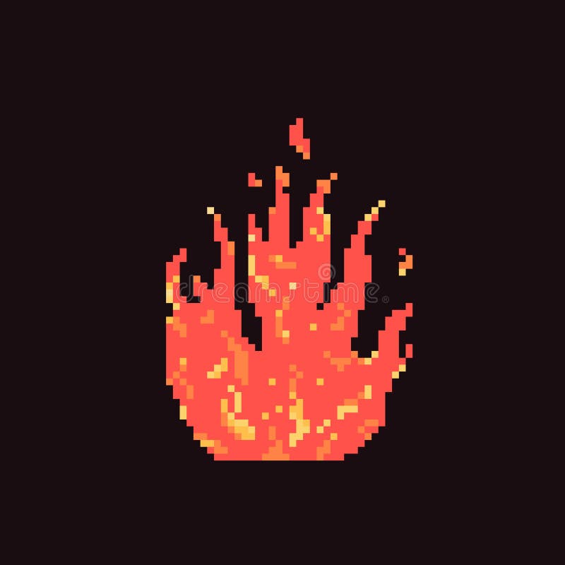 Fire with Sparks in Pixel, Y2k and Retro Game Style Stock Vector ...
