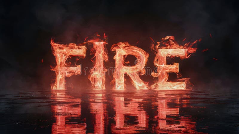 A Fire is Spelled Out in the Water with a Reflection, AI Stock Image ...
