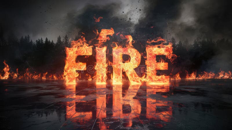 A Fire is Spelled Out in the Word Fire , AI Stock Photo - Image of ...