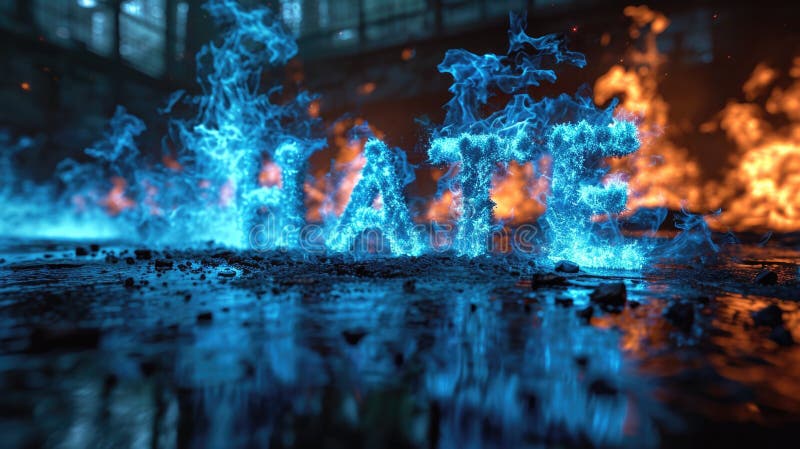 A Fire is Spelled Out with the Word Hate, AI Stock Image - Image of ...