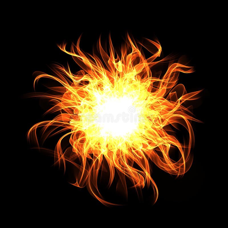 Sphere in fire, on black stock illustration. Illustration of power ...
