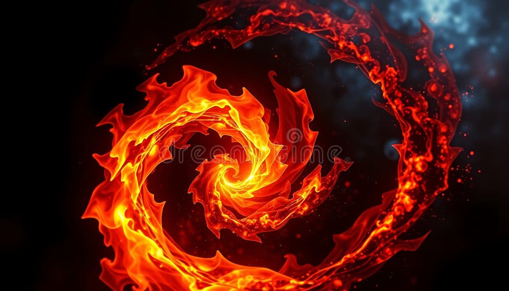 Fire Spiral Abstract Design, Dynamic Fiery Pattern and Visual Effect of ...