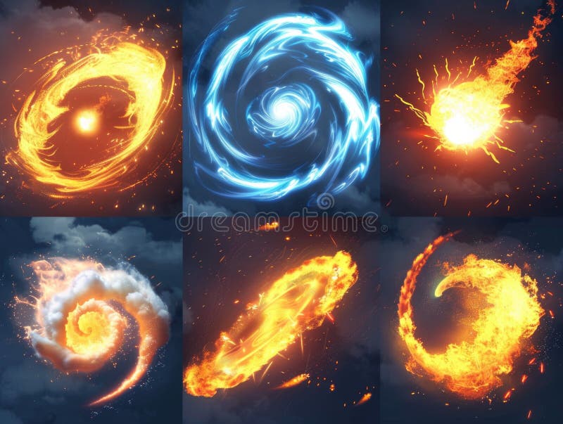 Fire spiral patterns stock photo. Image of fire, ember - 374879166