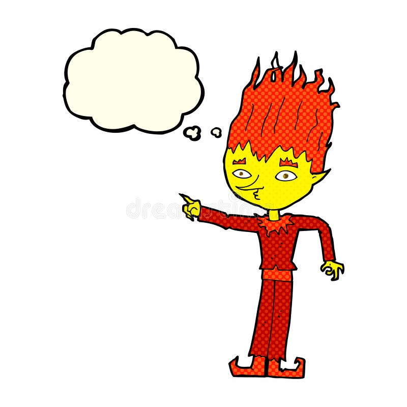 Fire Spirit Cartoon with Thought Bubble Stock Illustration ...
