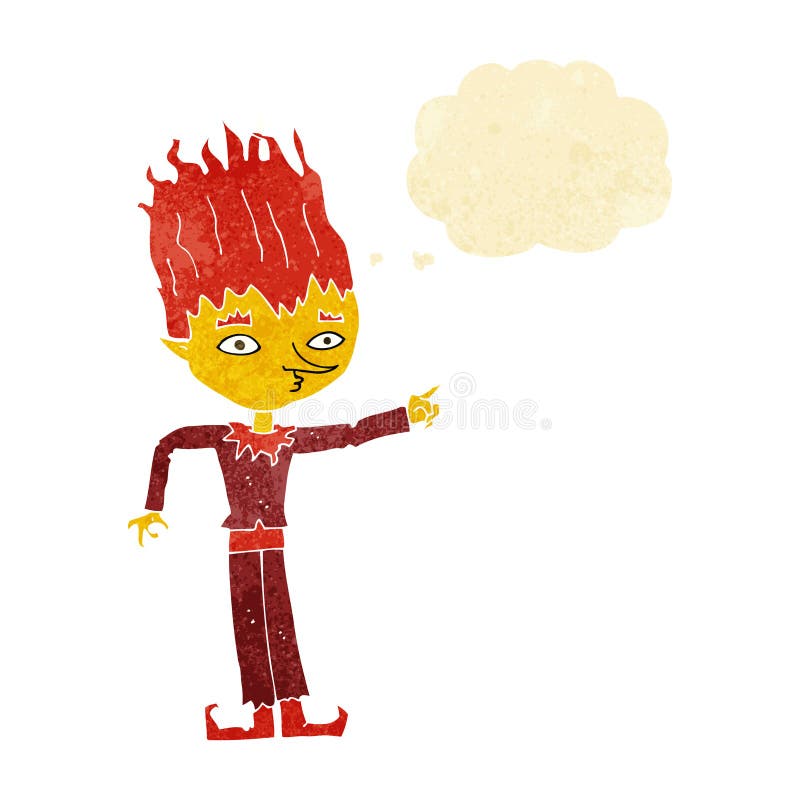 Fire Spirit Cartoon with Thought Bubble Stock Illustration ...