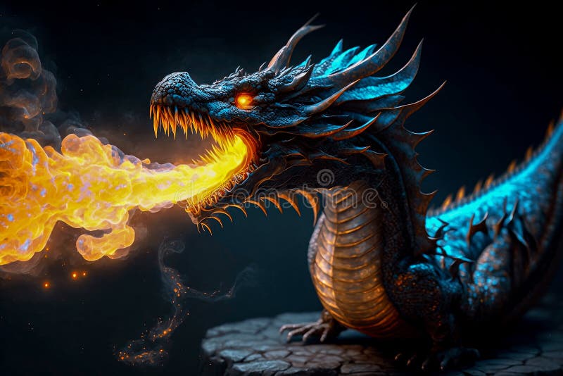 Fire Spitting Dragon Stock Illustrations – 167 Fire Spitting Dragon ...