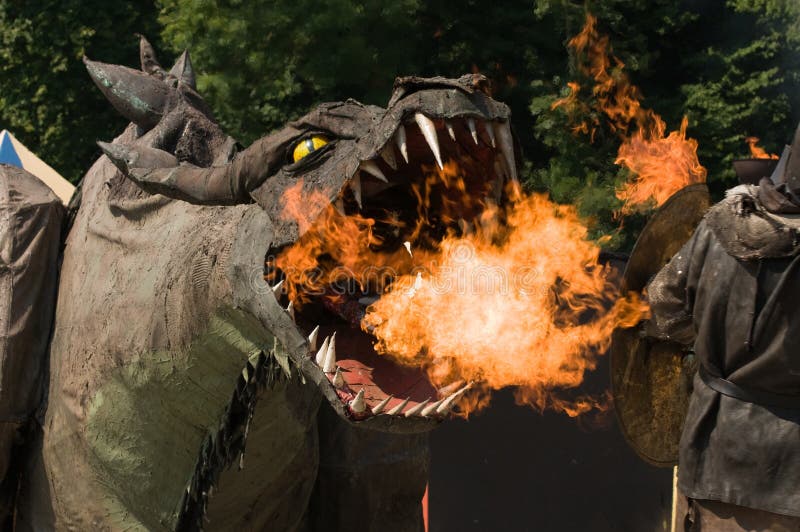 Fire Spitting, Fire Breathing Dragon Stock Photo - Image of flame ...