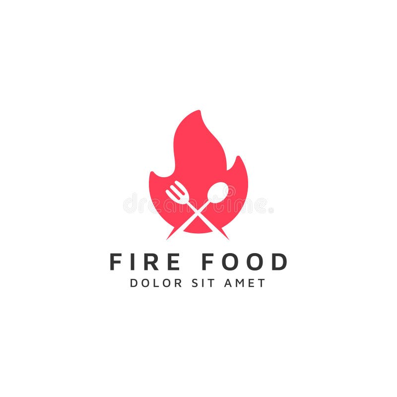 Fire Spoon and Fork Negative Space Logo Design Stock Vector ...