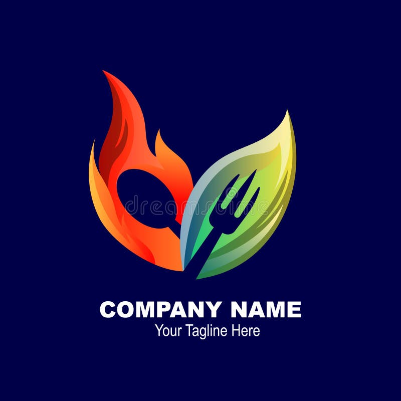 Fire Spoon Mark Restaurant Abstract Corn Gradient Style Business Logo ...