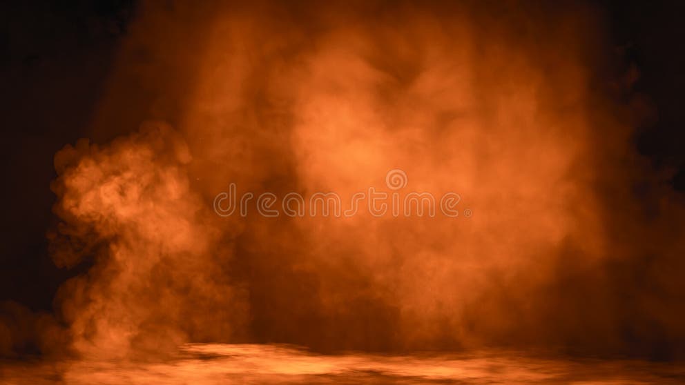 Fire Spotlight with Smoke Mist Effect on Isolated Black Background ...