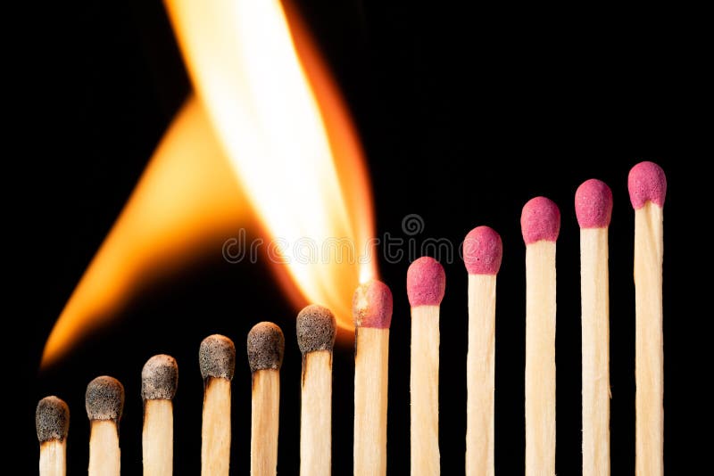 Fire Spreading from Lower To Upper Matches Stock Image - Image of ...