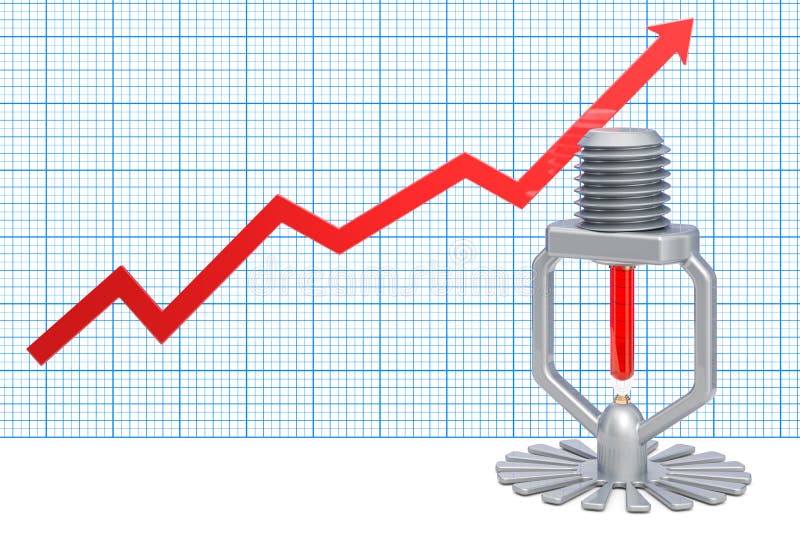 Fire Sprinkler with Growing Chart. 3D Stock Illustration - Illustration ...
