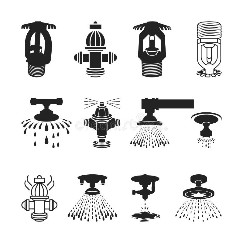 Fire Sprinkler Icons Silhouette, Fire Sprinkler Head Vector Icons ...