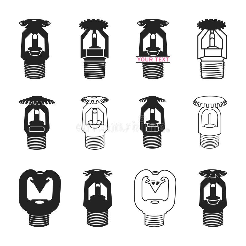 Fire Sprinkler Icons Silhouette, Fire Sprinkler Head Vector Icons ...