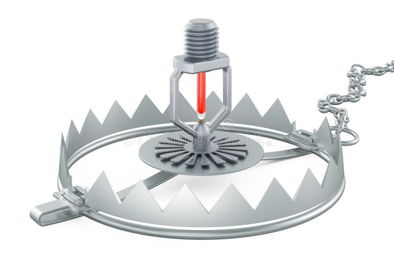 Fire Sprinkler Inside Bear Trap. 3D Rendering Stock Illustration ...