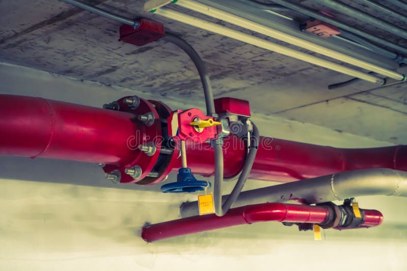 Fire Sprinkler and Red Pipe ( Filtered Image Processed Vintage Stock ...