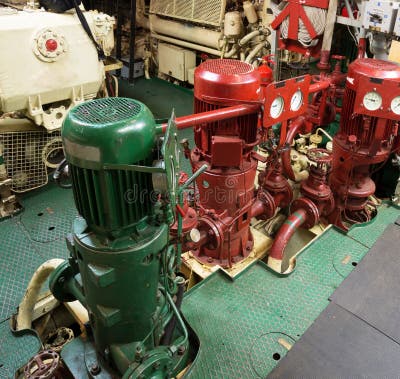 Fire Sprinkler System in the Ship Engine Room Stock Photo - Image of ...