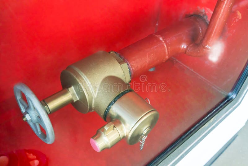 Fire Sprinkler Valve Controller through Glass Mirror of the Red Stock ...