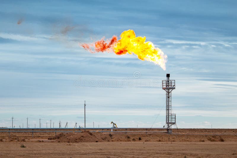Fire on a Stack of Flare at Oil and Gas Stock Photo - Image of fire ...