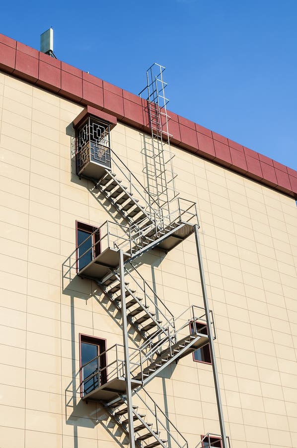 Fire Staircase on the Building Stock Image - Image of exit, ladder ...