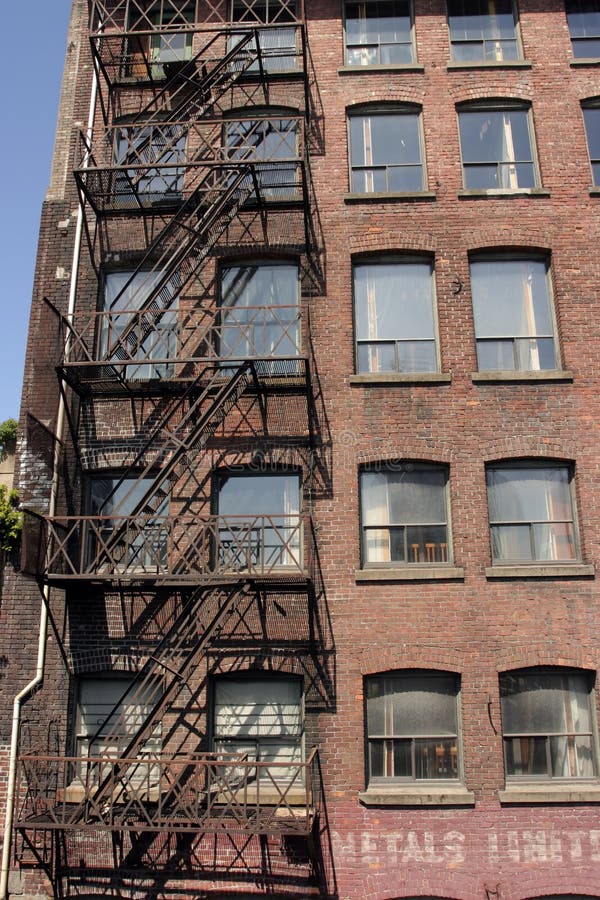 Fire Staircase on a Historic Red Brick Building Stock Image - Image of ...