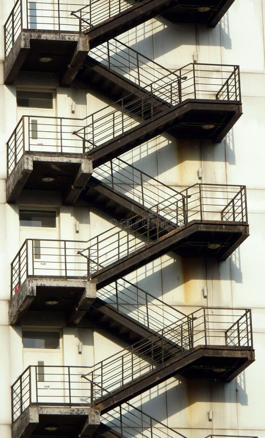 Fire Stairs on the Exterior Wall of an Old Office Building Stock Image ...