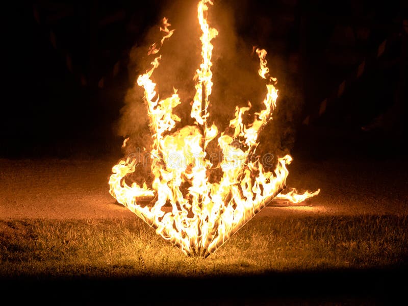 A Fire Stand with Full on Fire from a Fire Show Stock Photo - Image of ...