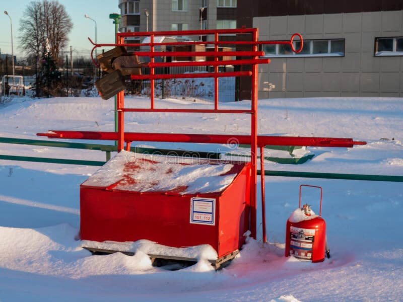 Fire Stand with Tools on the Street Stock Image - Image of shovel ...